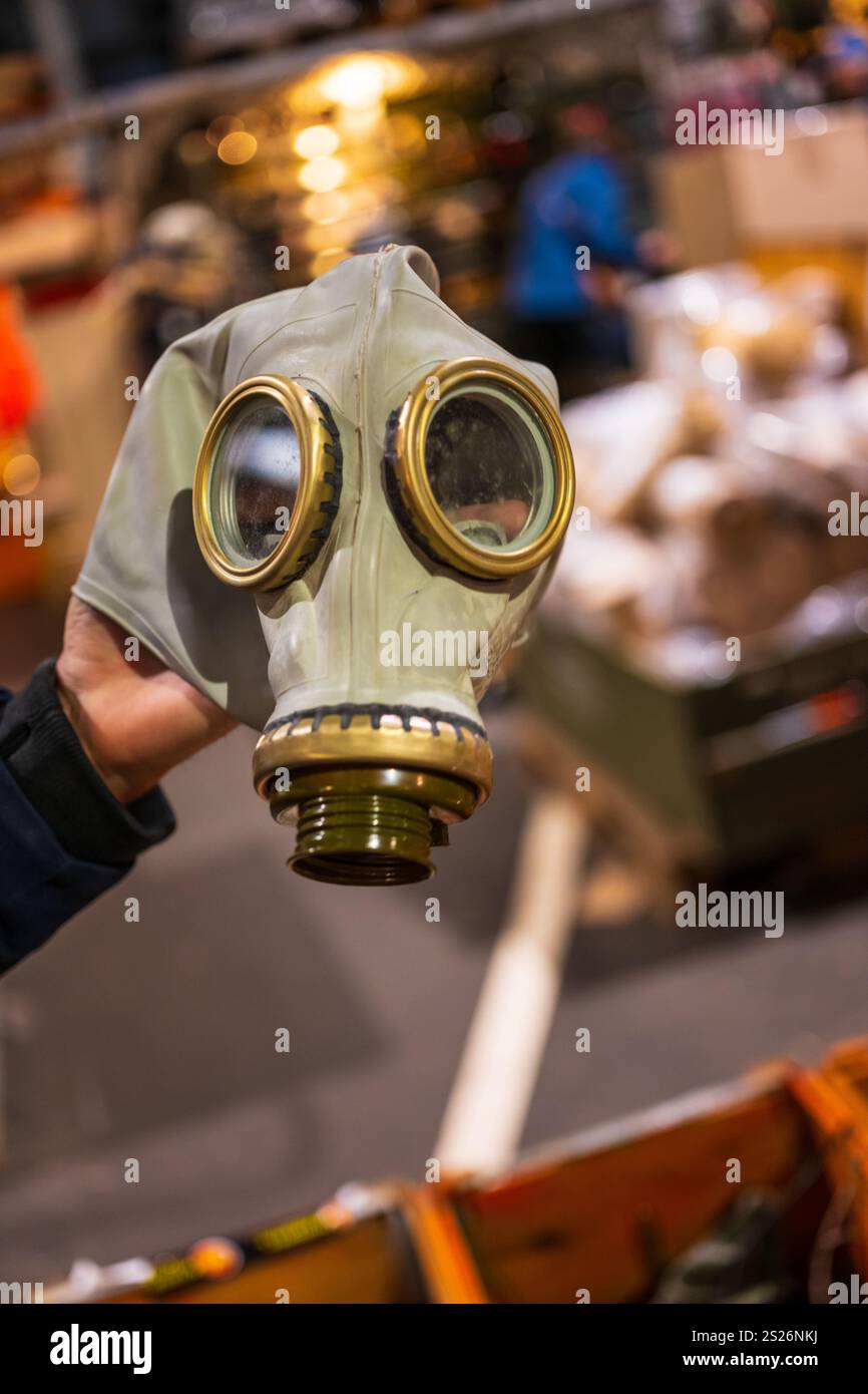 Military surplus gas mask in a warehouse Stock Photo - Alamy