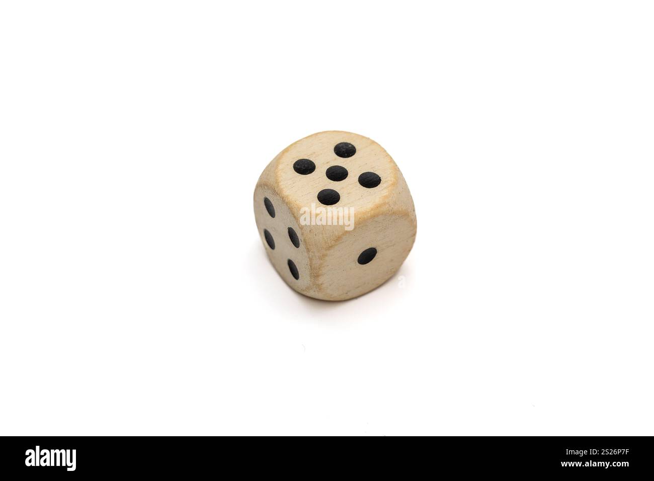 White Wood Dice Showing Five Dots on White Background Stock Photo - Alamy