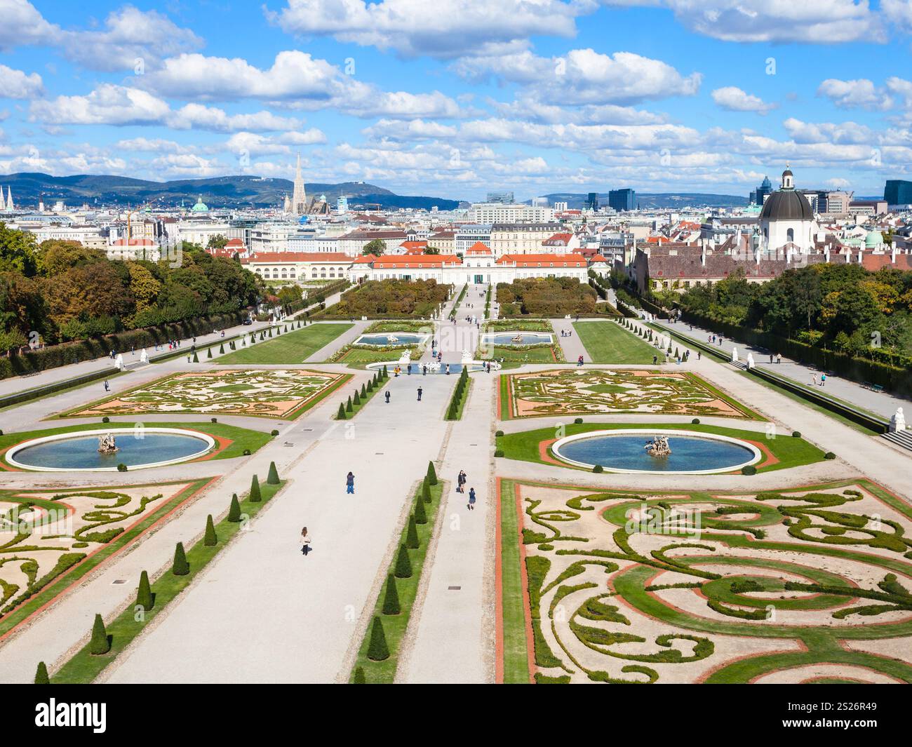 travel to Vienna city - Vienna skyline and Belvedere gardens, Austria ...