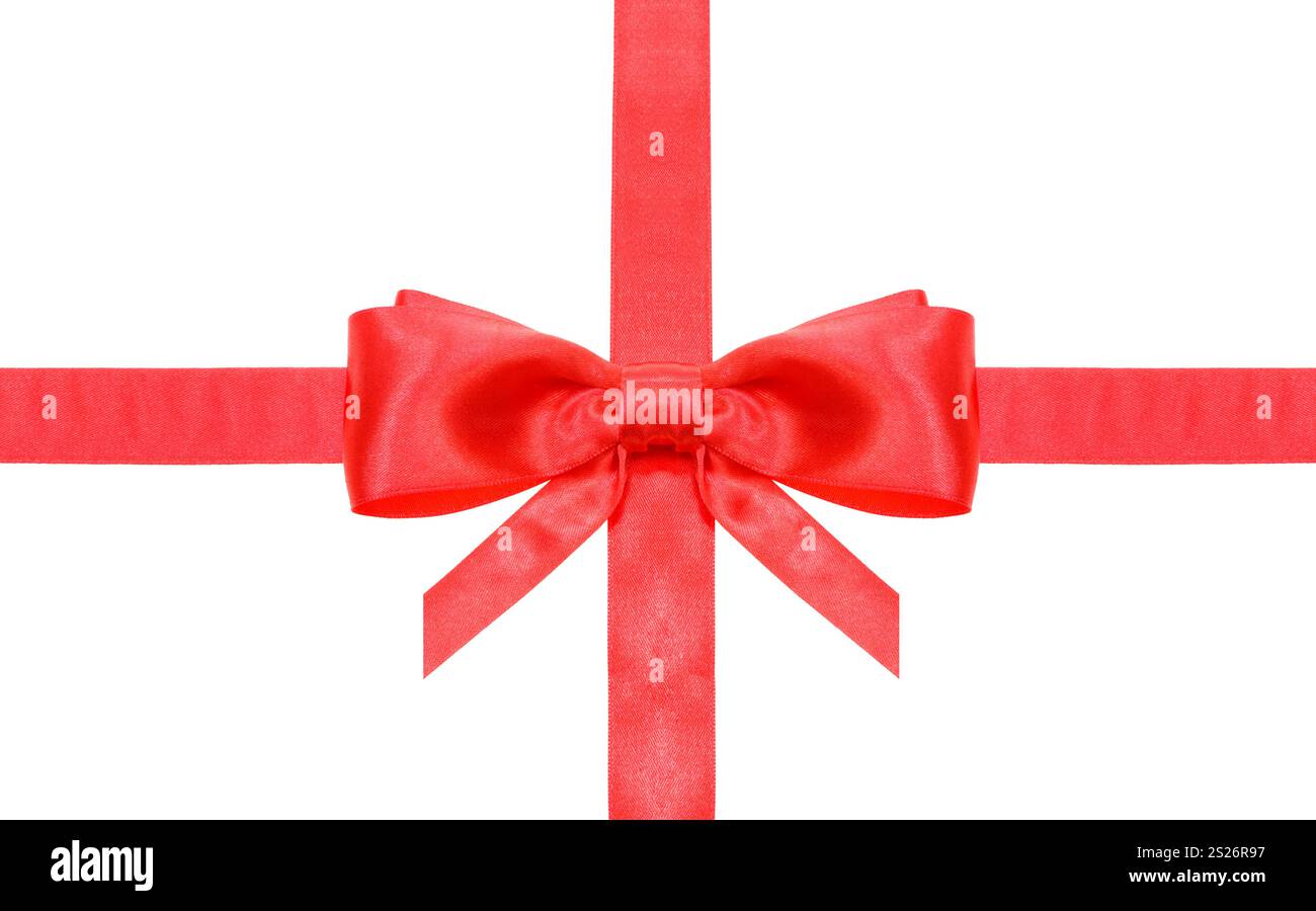 symmetric red bow with vertically cut ends on intersection of two red ...