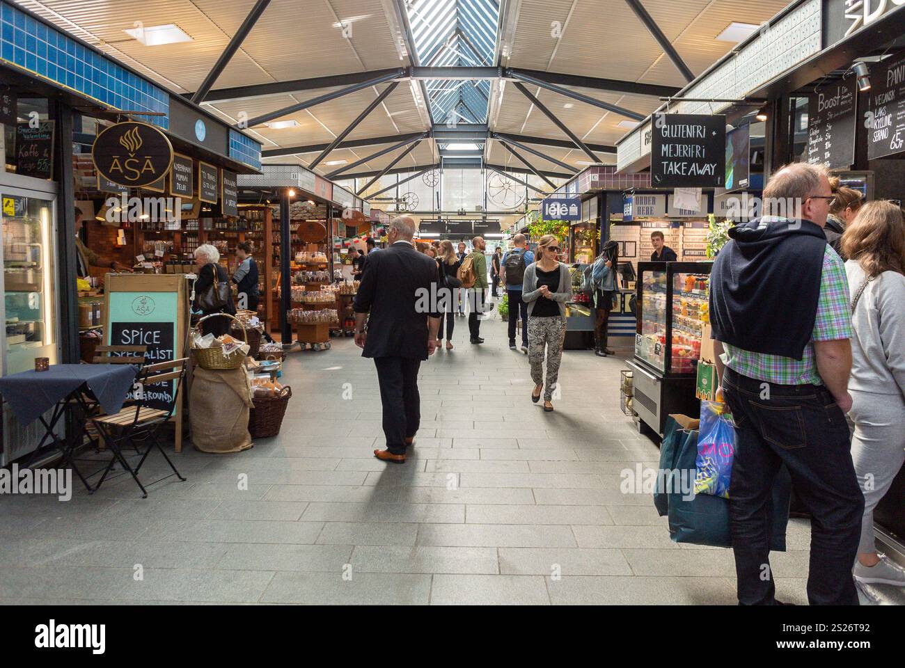 Copenhagen, Denmark, People, Tourists, Shopping in Public Market Shops ...