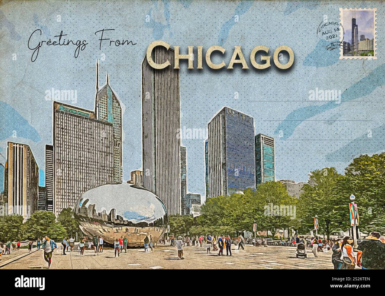 Greetings from Chicago postcard Stock Photo - Alamy