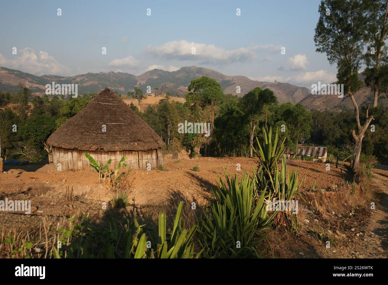 The Landscape with traditioal houses at the village of Moubisse in the ...