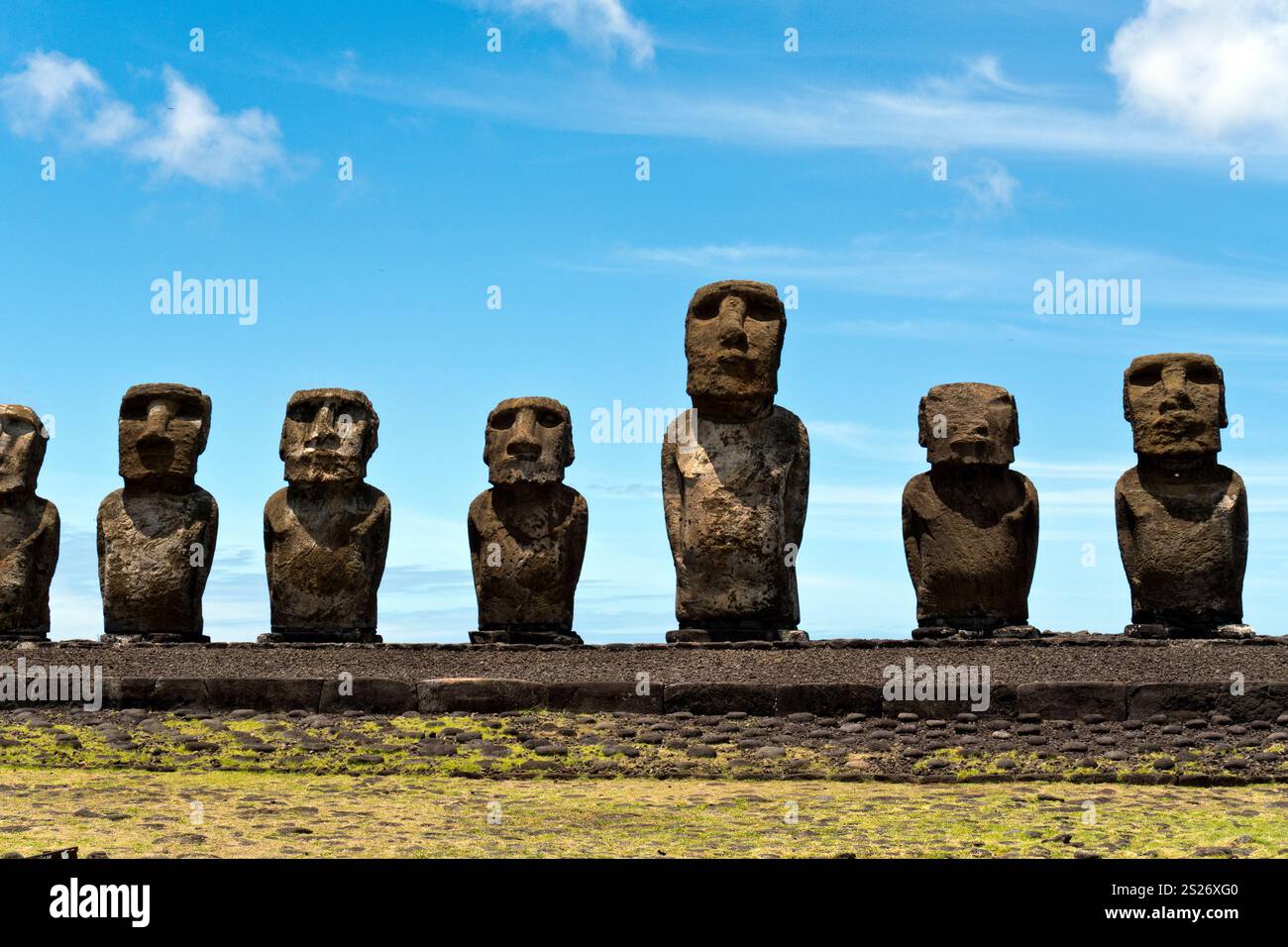 Ahu Tongariki is Easter Island’s largest monument with 15 standing moai statues Stock Photo - Alamy