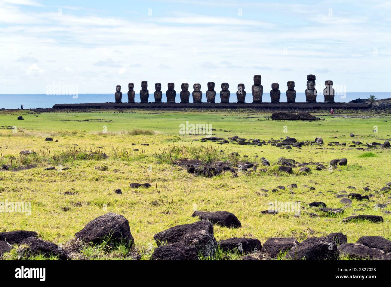 Ahu Tongariki is Easter Island’s largest monument with 15 standing moai statues Stock Photo - Alamy