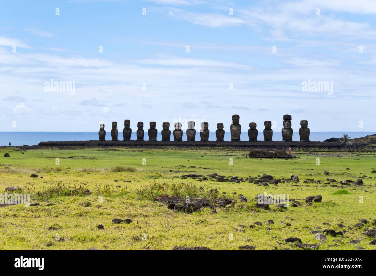 Ahu Tongariki is Easter Island’s largest monument with 15 standing moai statues Stock Photo - Alamy