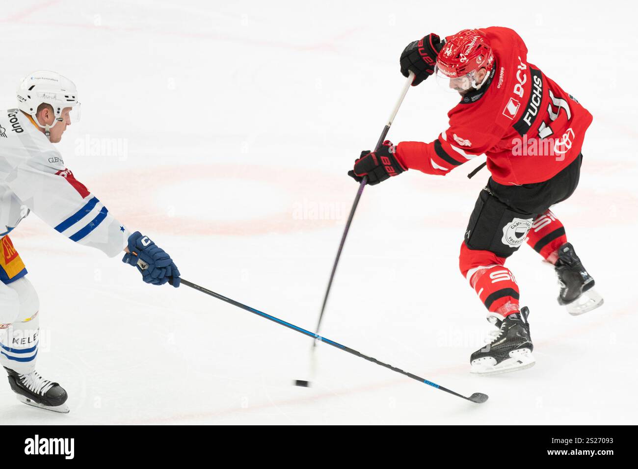 Lausanne, Switzerland. , . Jason Fuchs (offense) of Lausanne HC #14 in action during Lausanne HC ...