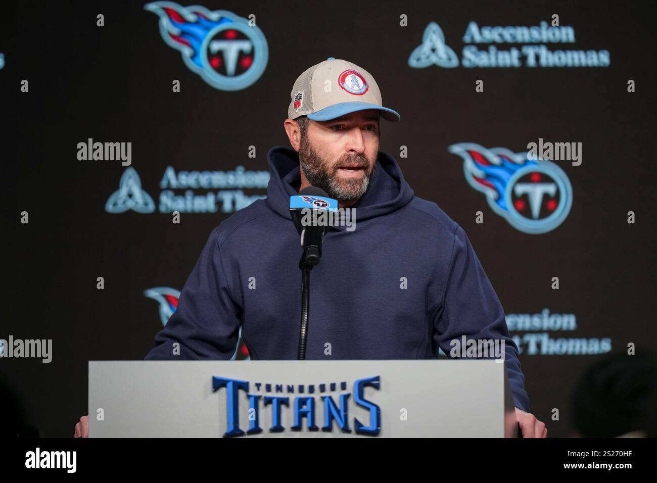 Tennessee Titans head coach Brian Callahan speaks during a news ...
