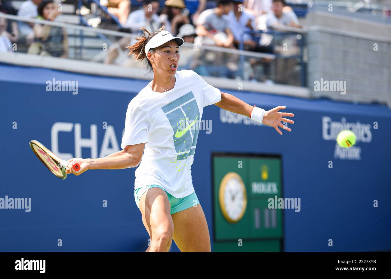 Chinese tennis player and Paris olympic champion Qinwen Zheng during a ...