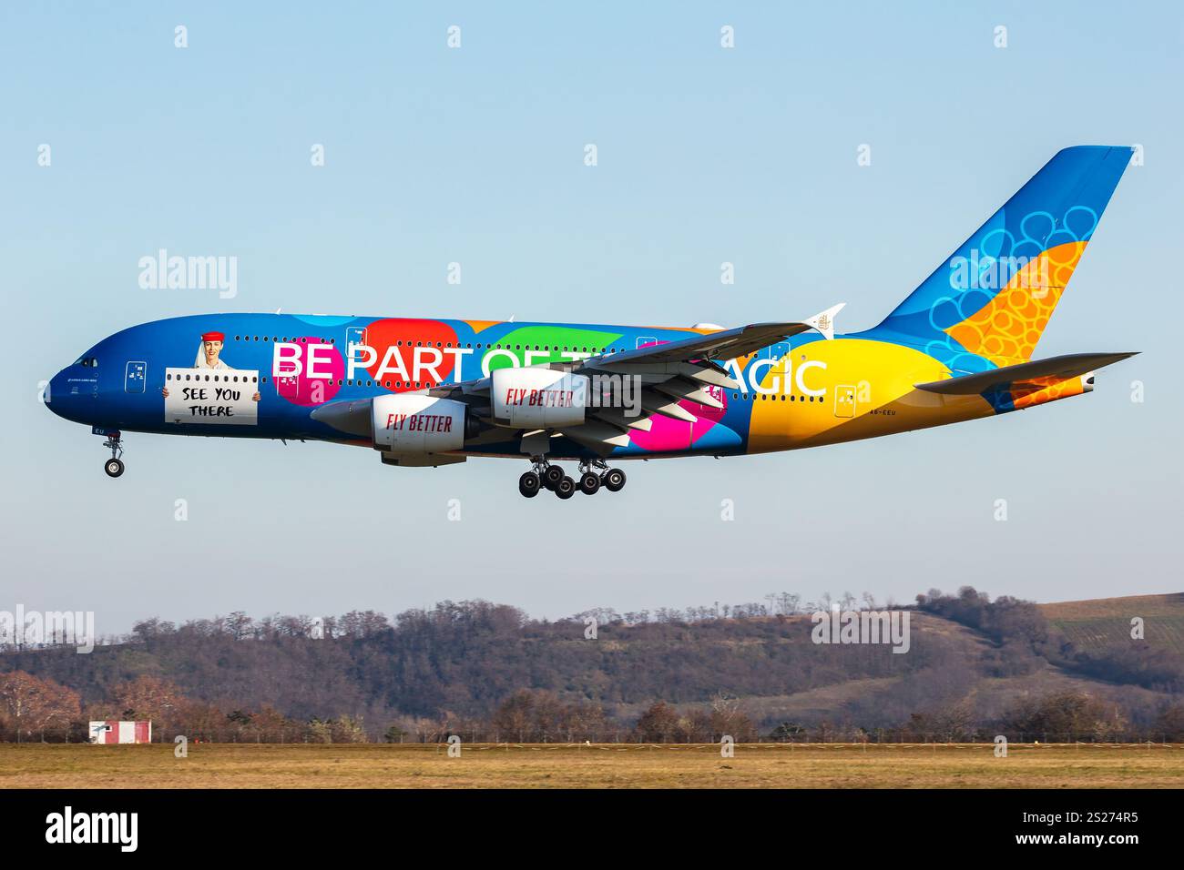 Vienna, Austria - December 5, 2024: Emirates Airbus A380 Visit Dubai ...