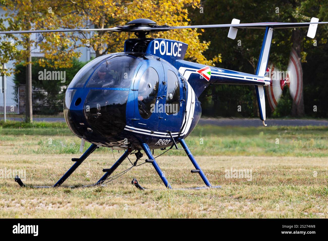 Zamardi, Hungary - September 16, 2020: Hungarian air police MD500 ...