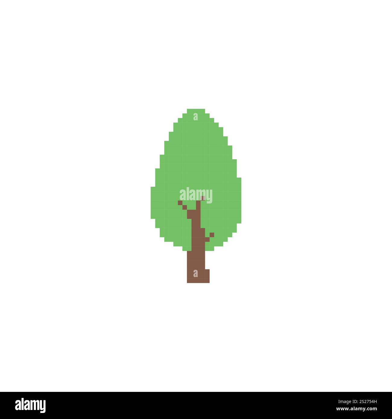 Simple pixelated tree icon. Minimalistic pixel art tree with green ...