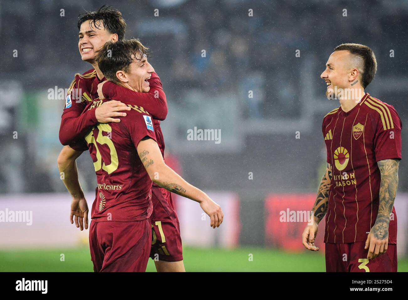 Rome, Italie. 05th Jan, 2025. Tommaso BALDANZI of AS Roma, Niccolo ...