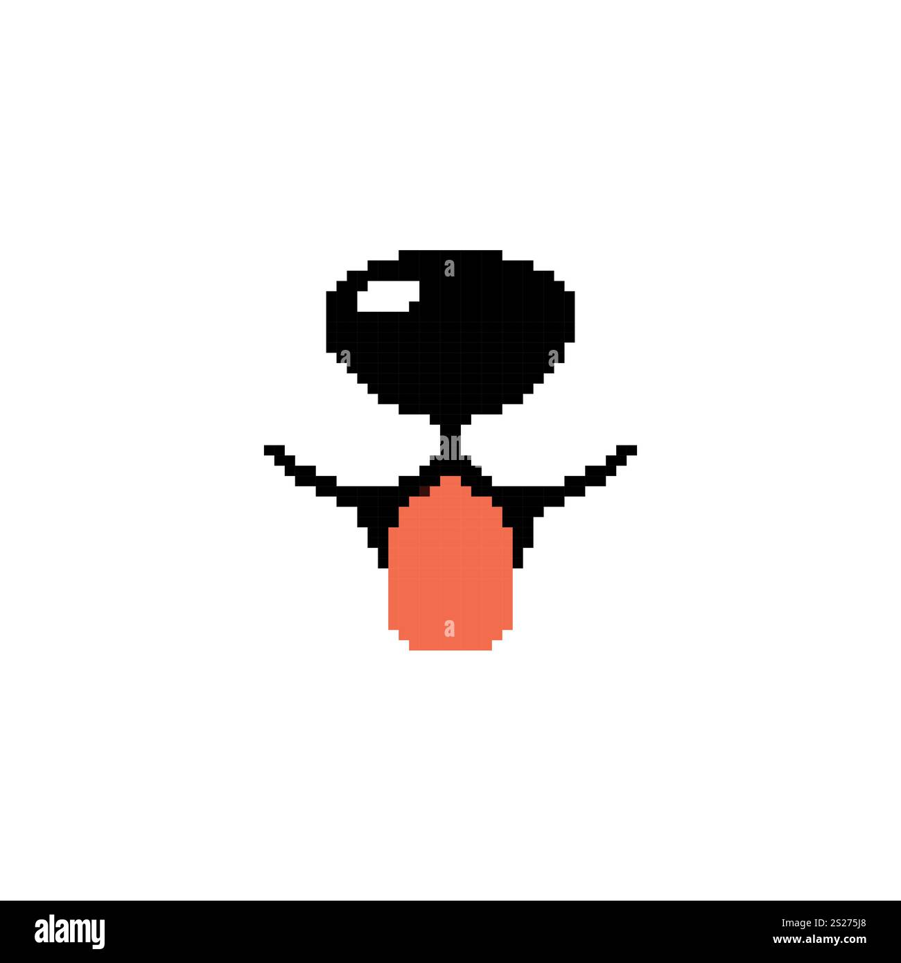 Pixel art black dog with orange tongue. Minimalistic dog character in ...