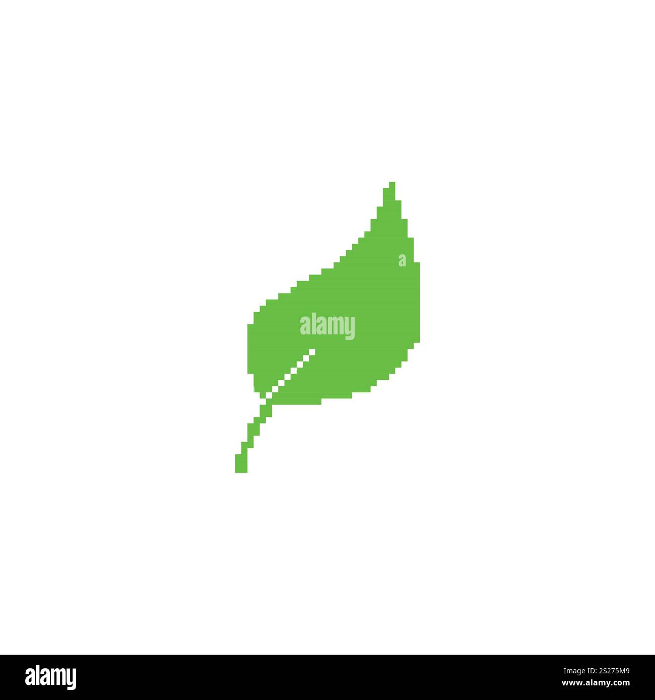 Pixelated green leaf icon simple design. Minimalist pixel art leaf ...