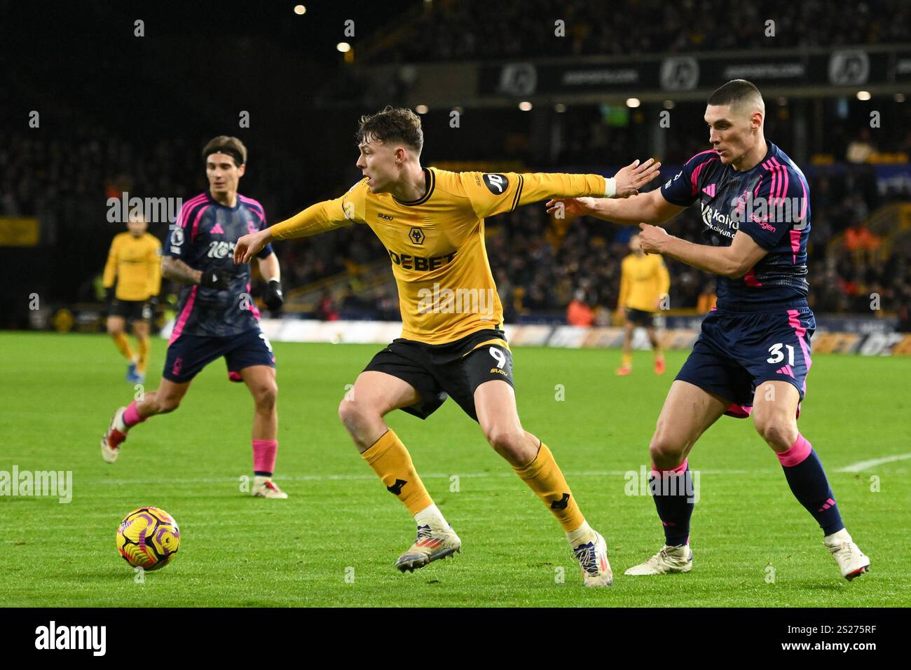 Molineux, Wolverhampton on Monday 6th January 2025.Jorgen Strand Larsen ...