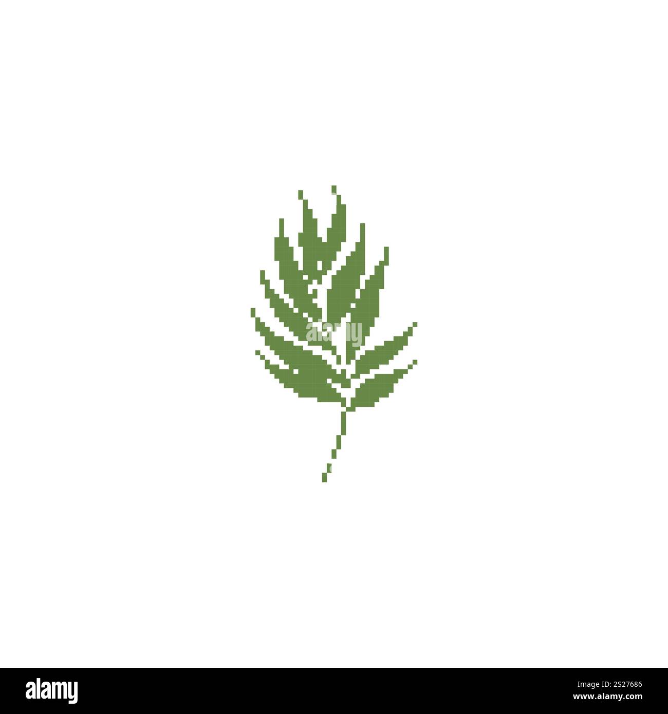 Pixel art green leaf illustration. Minimalistic leaf design in retro ...