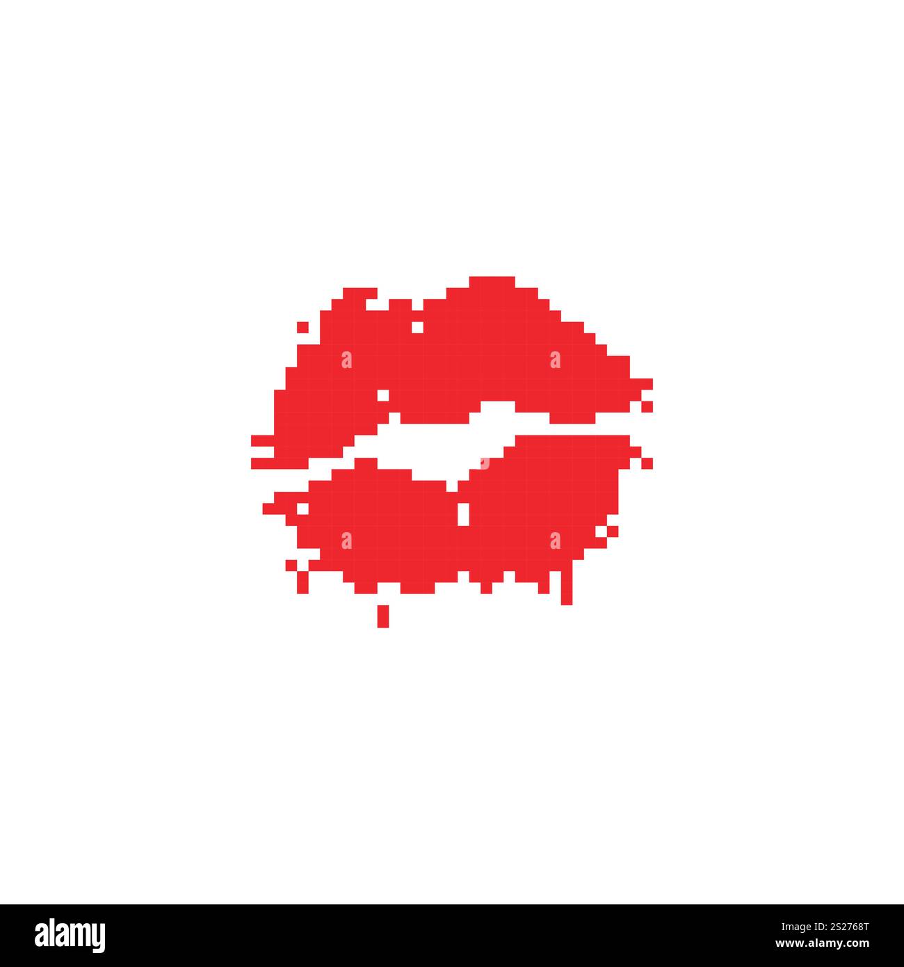 Red pixelated lips in retro digital style. Minimalistic red lips icon ...