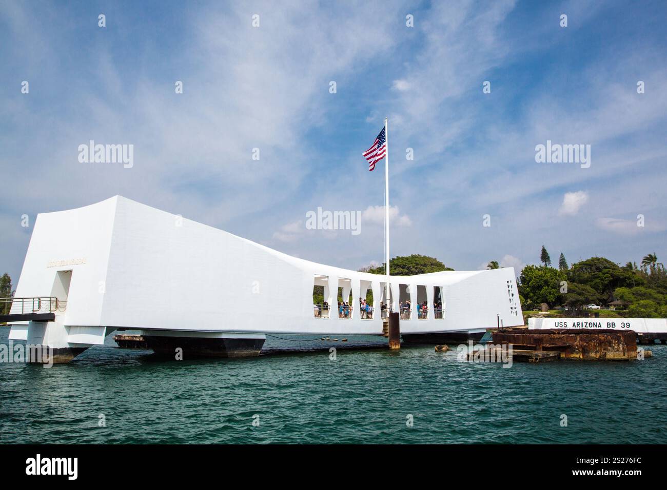 The memorial for the USS Arizona that was sunk at Pearl Habor in Hawaii ...