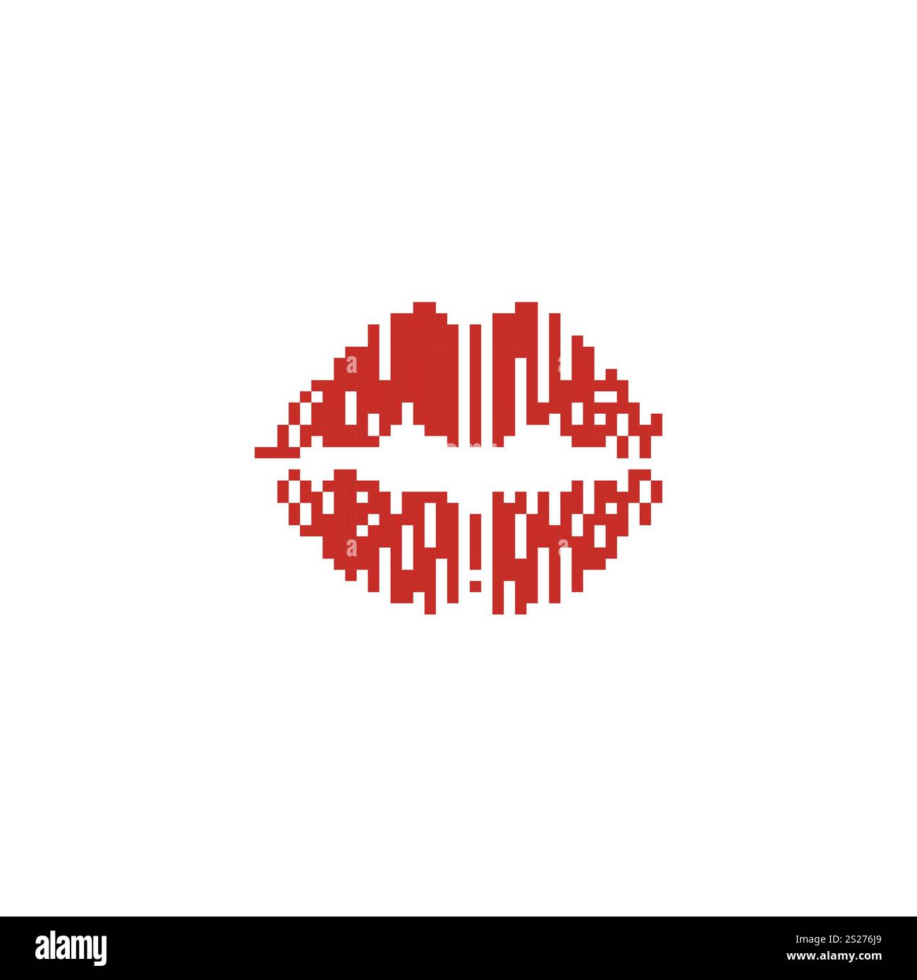 Red pixelated lips in retro digital style. Minimalistic red lips icon ...
