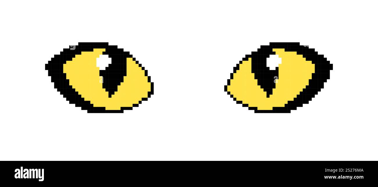 Pixel art cartoon eyes animal yellow design. Bright, expressive eyes ...