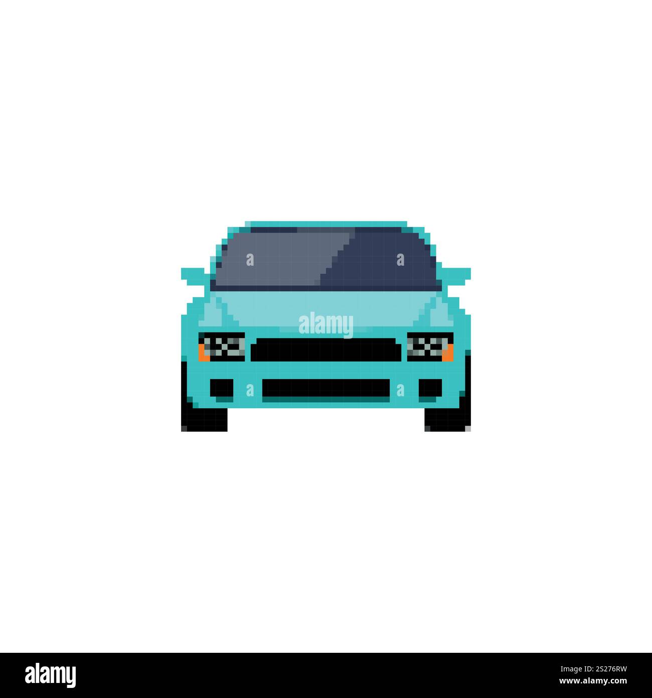 Pixelated sports car icon in front view. Retro pixel art sports car ...