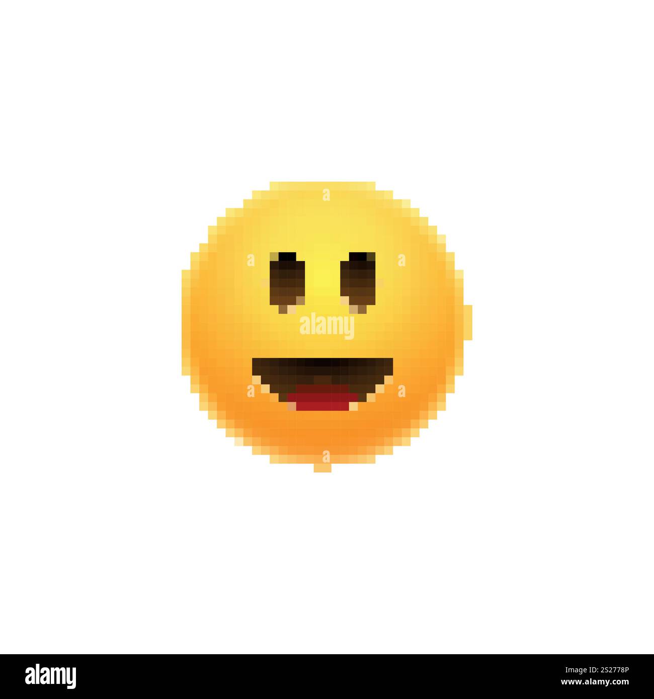 Pixelated Smiling Emoji Face. Happy smile emoji pixel icon Stock Vector ...
