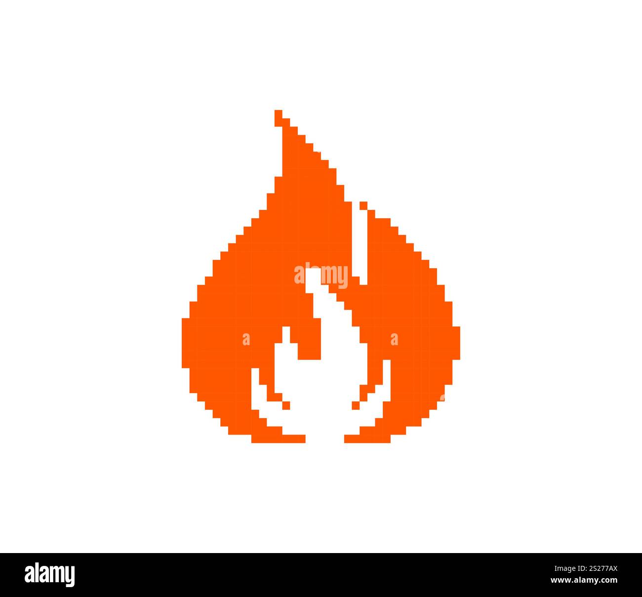 Pixel fire icon. Retro-style flame graphic orange and yellow fire ...