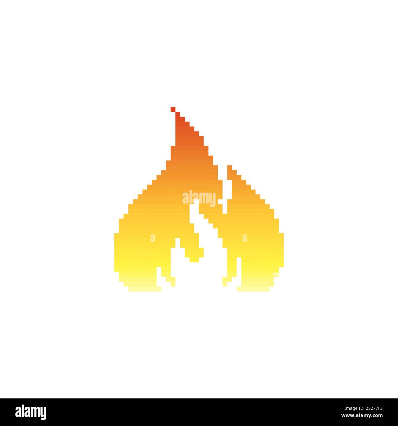 Pixel fire icon. Retro-style flame graphic orange and yellow gradient ...