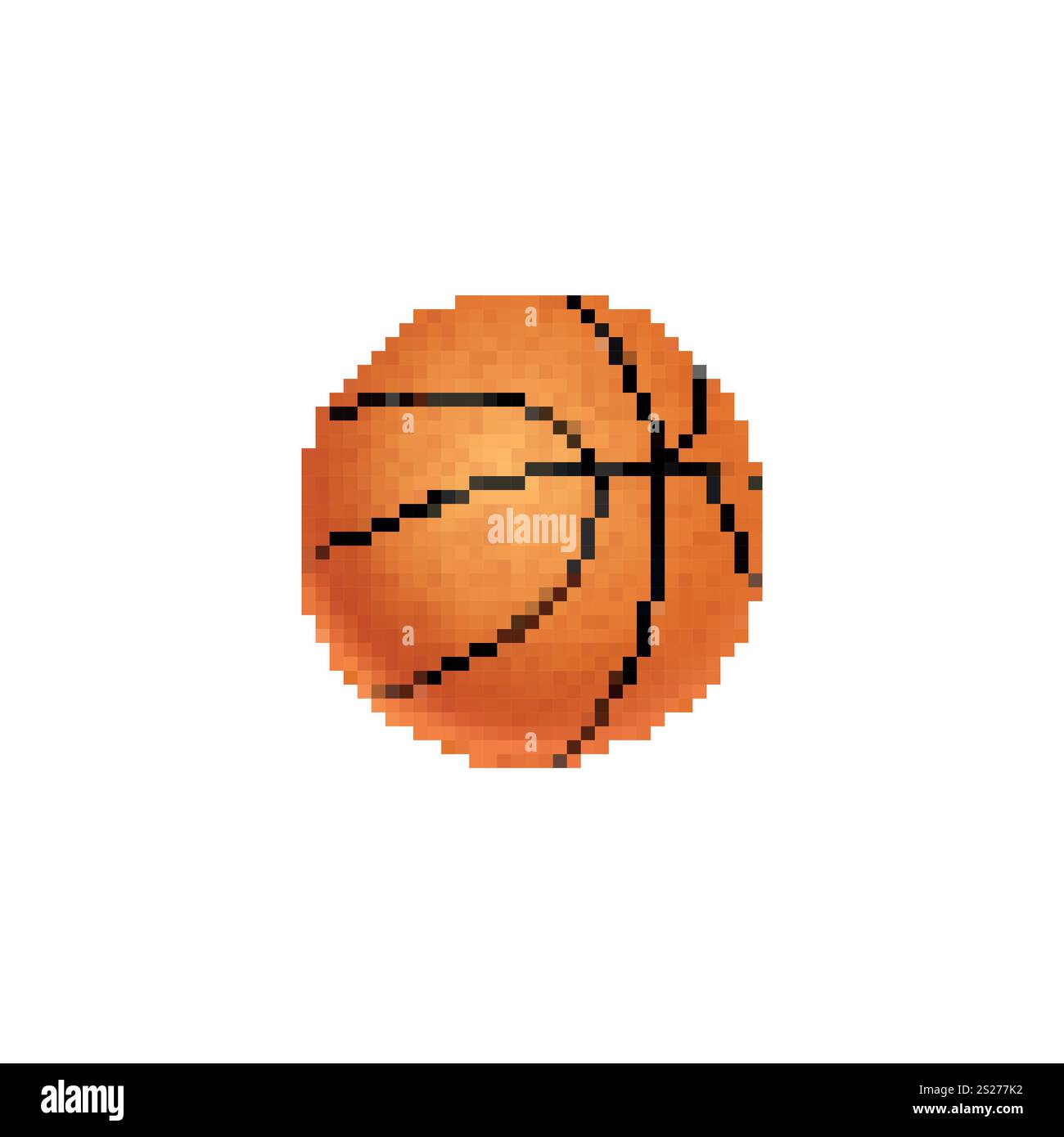 Basketball icon in pixel art style on white background. Classic orange ...