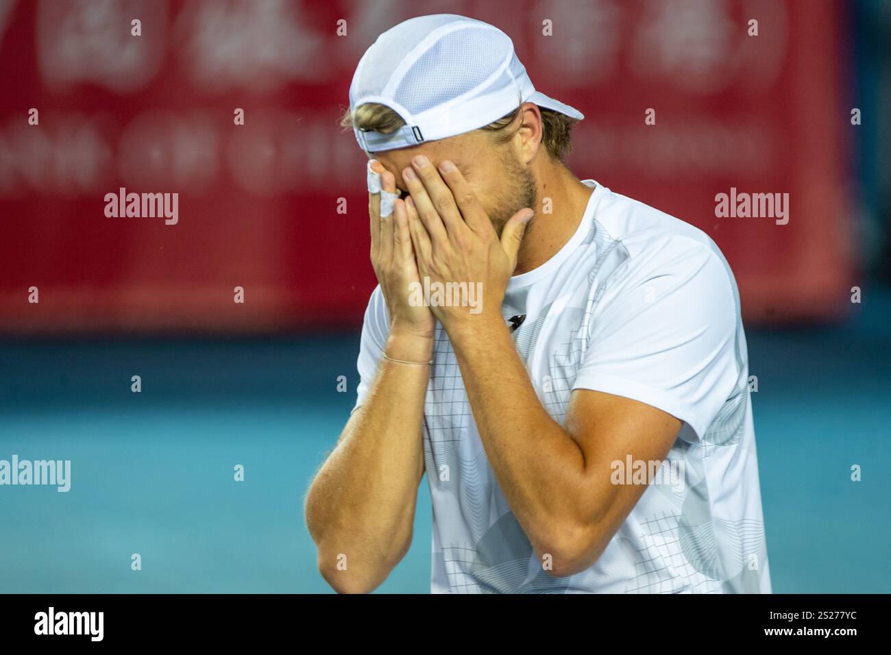 Alexandre Muller of France celebrates after his victory over Kei ...