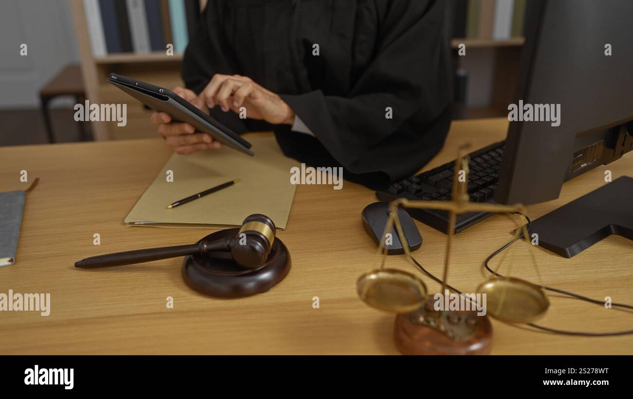Lawyer working tablet gavel on hi-res stock photography and images - Alamy