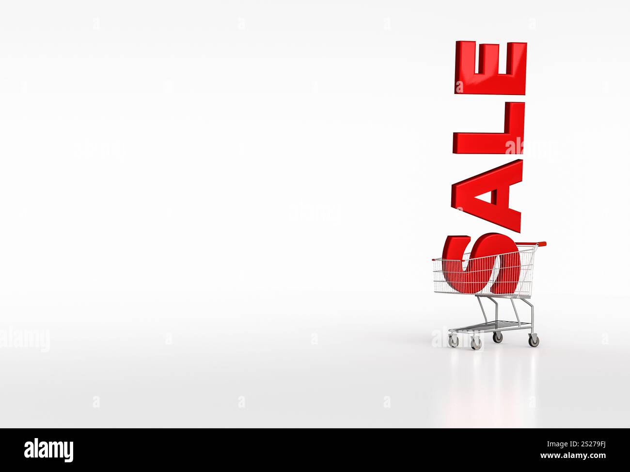 Big red word sale in shopping cart on white background. Place for your ...