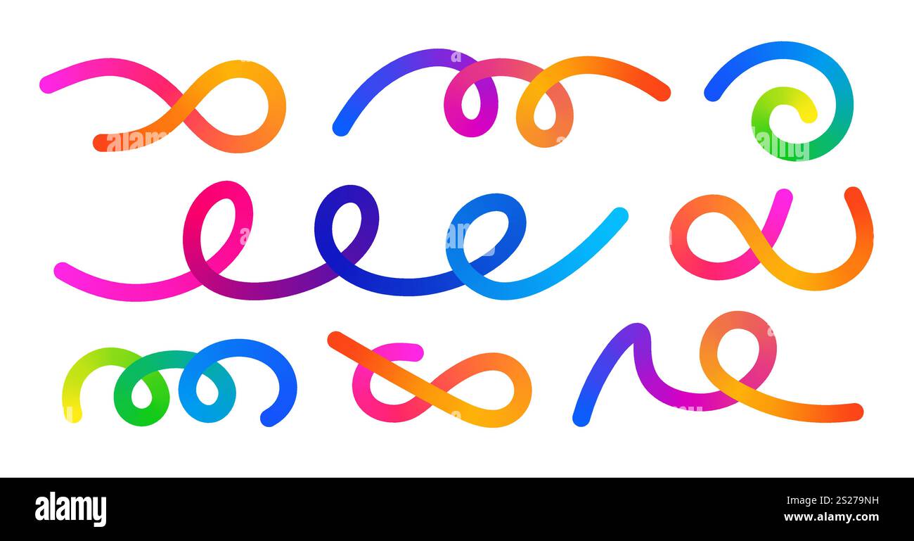 Abstract colorful ribbon gradient loops shape. Colorful lines design ...