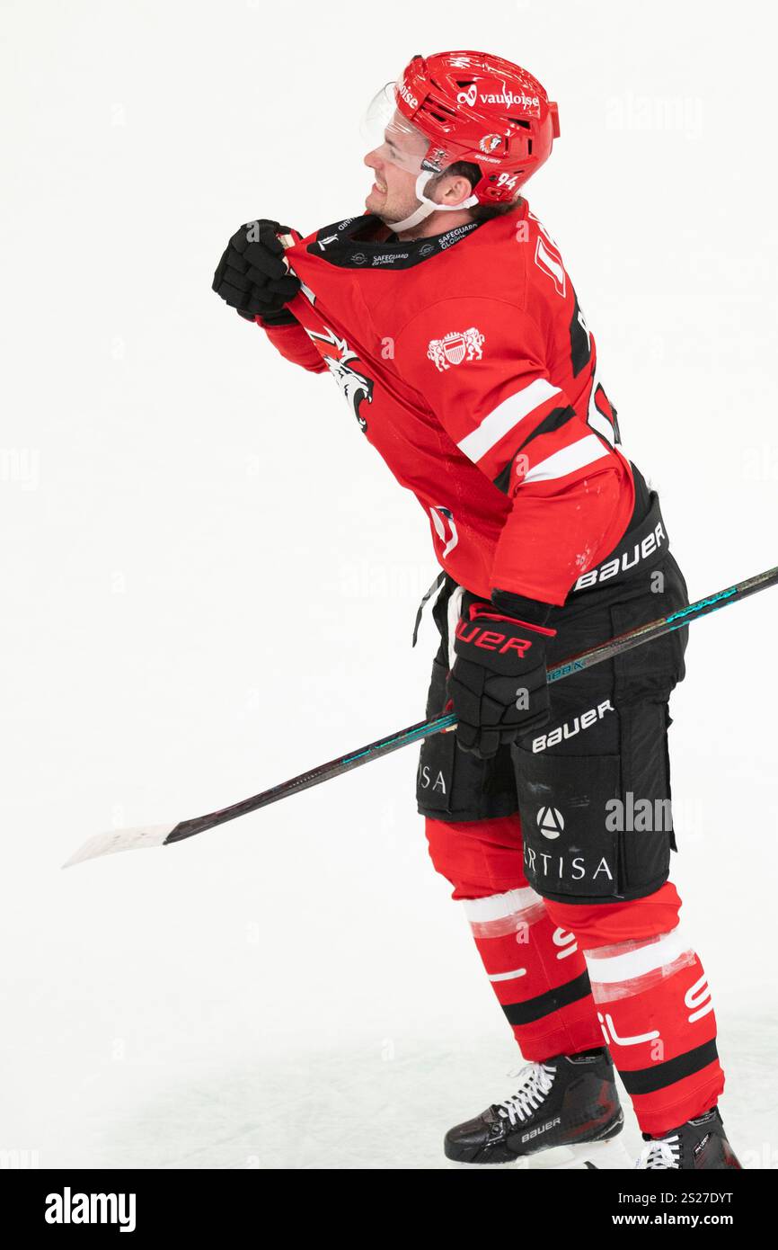 Lausanne, Switzerland. , . Tim Bozon (offense) of Lausanne HC #94 ...