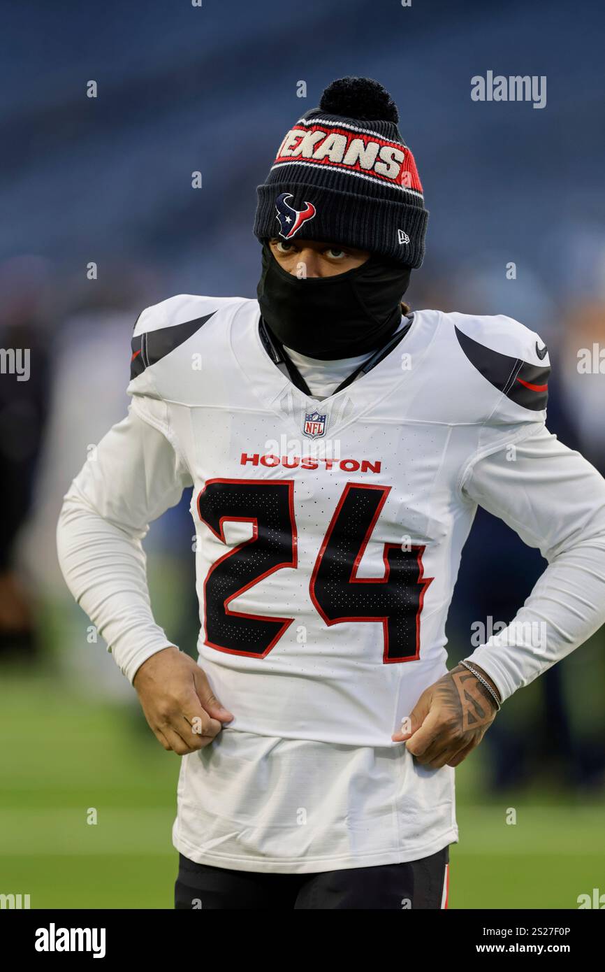 Houston Texans cornerback Derek Stingley Jr. (24) walks off the field following an NFL football ...
