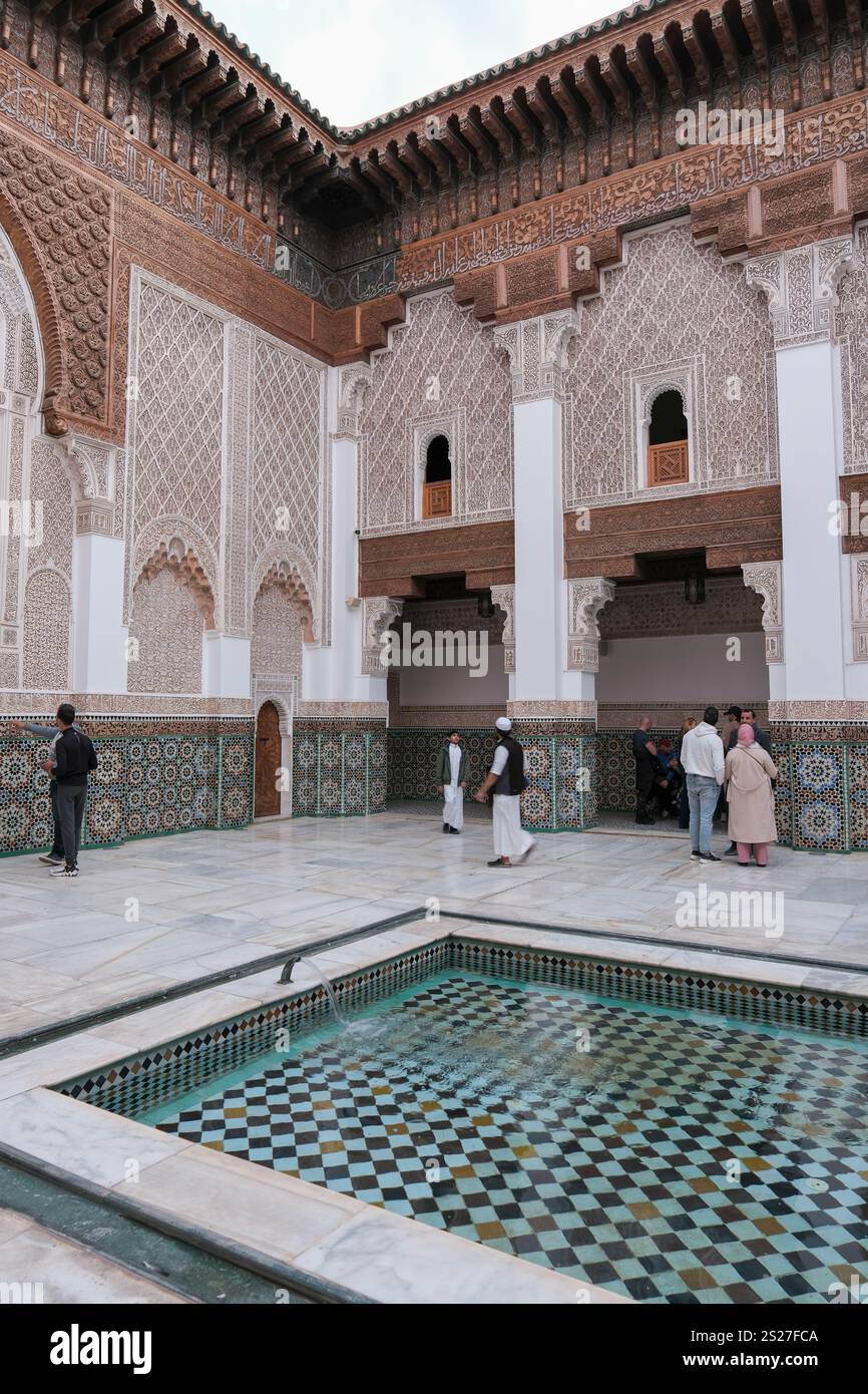 Marrakesh, Morocco - 27 Dec 2024 - Ben Youssef Medersa Courtyard in the Islamic School Stock ...
