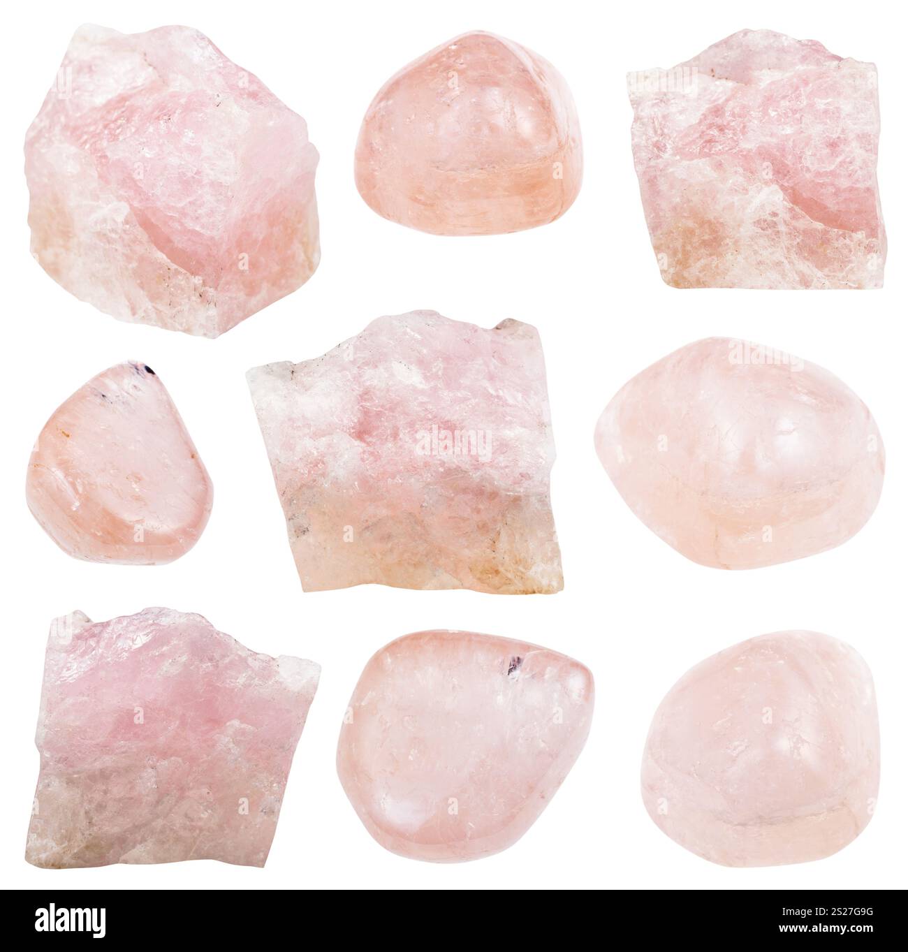 collection of tumbled and crystalline pink Beryl (Morganite ...