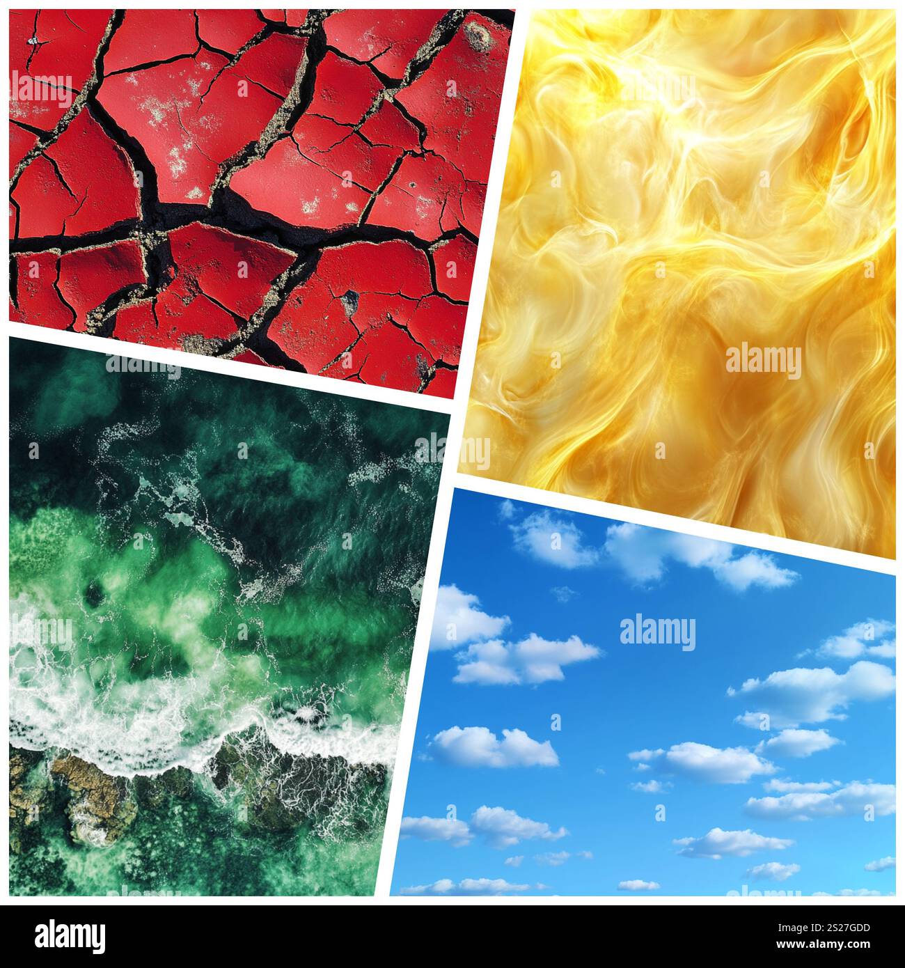 Collage of images of the 4 elements of nature colorful background Stock ...