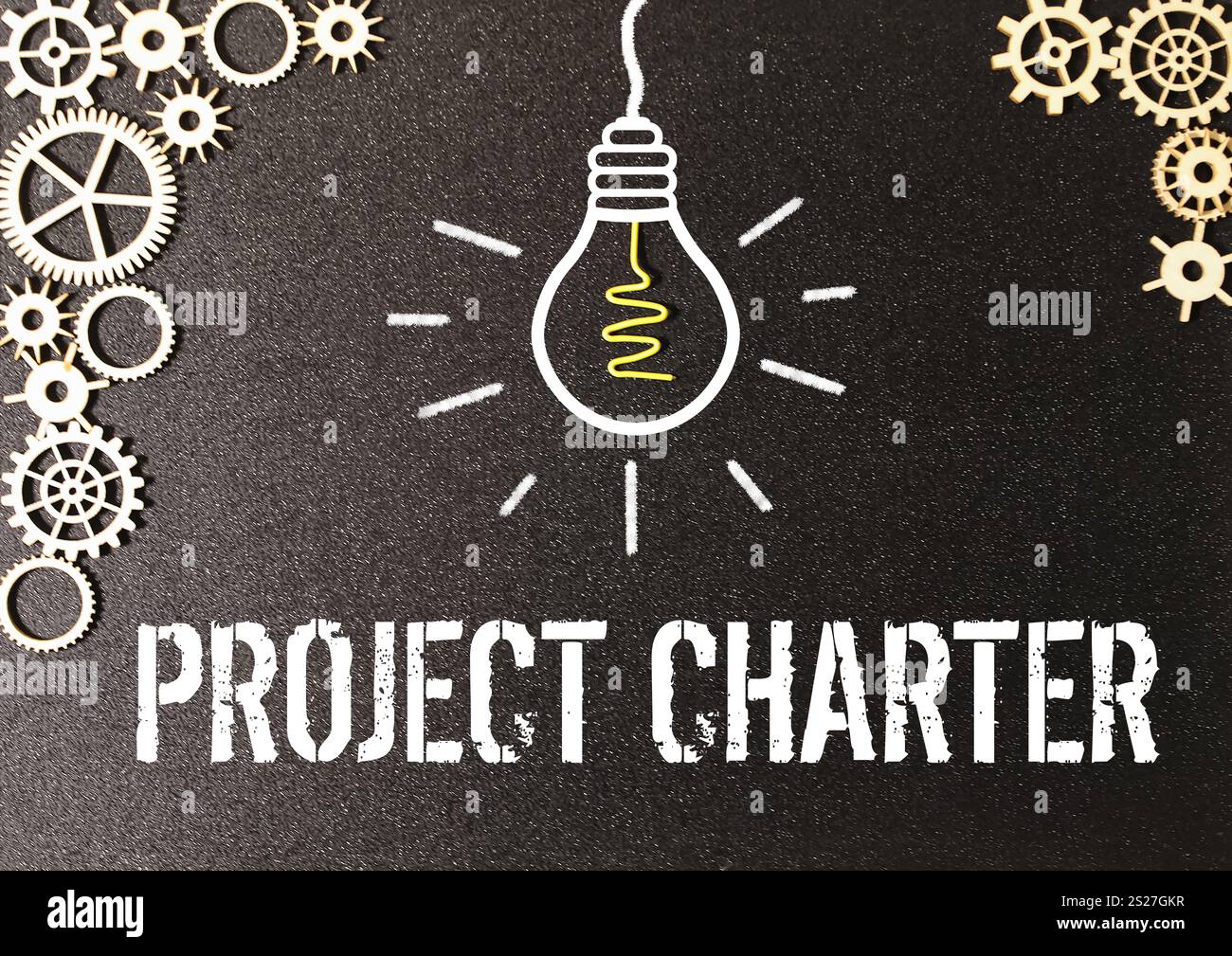 PROJECT CHARTER text on paper with calculator, notepad, coffee Stock ...