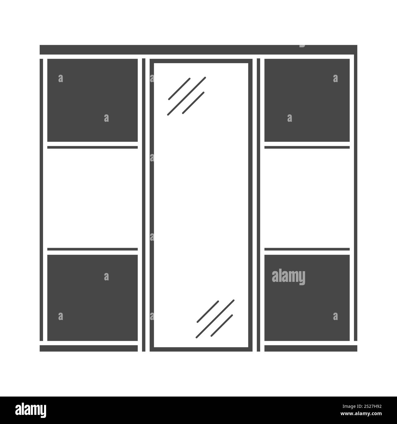 Wardrobe closet icon on gray background, round shadow. Vector ...