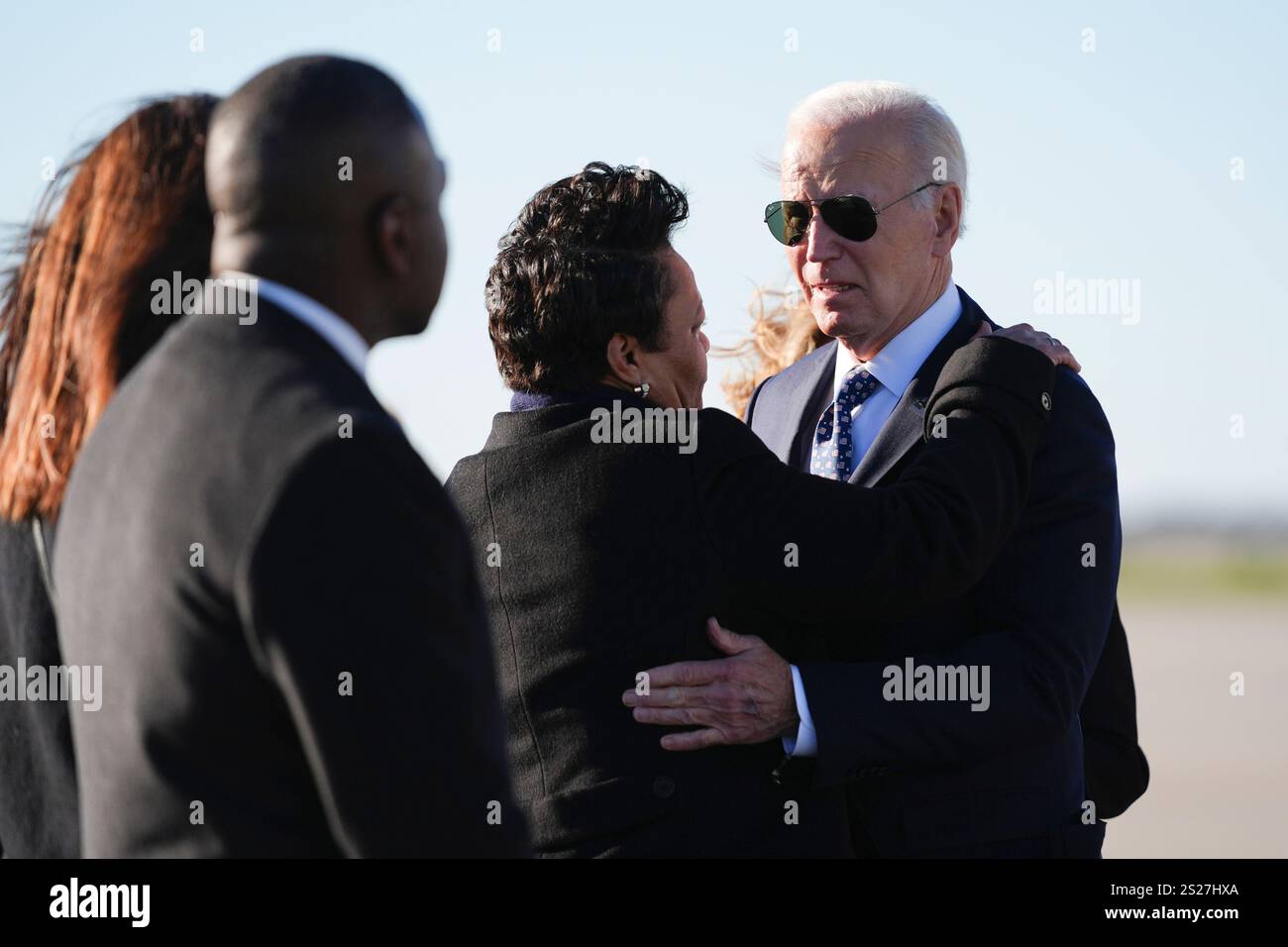 President Joe Biden is greeted by New Orleans Mayor LaToya Cantrell ...