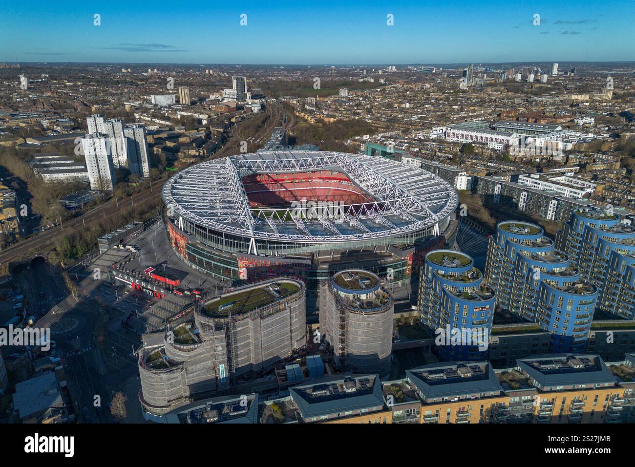 Aerial view of the Emirates Stadium, home of Arsenal football club ...