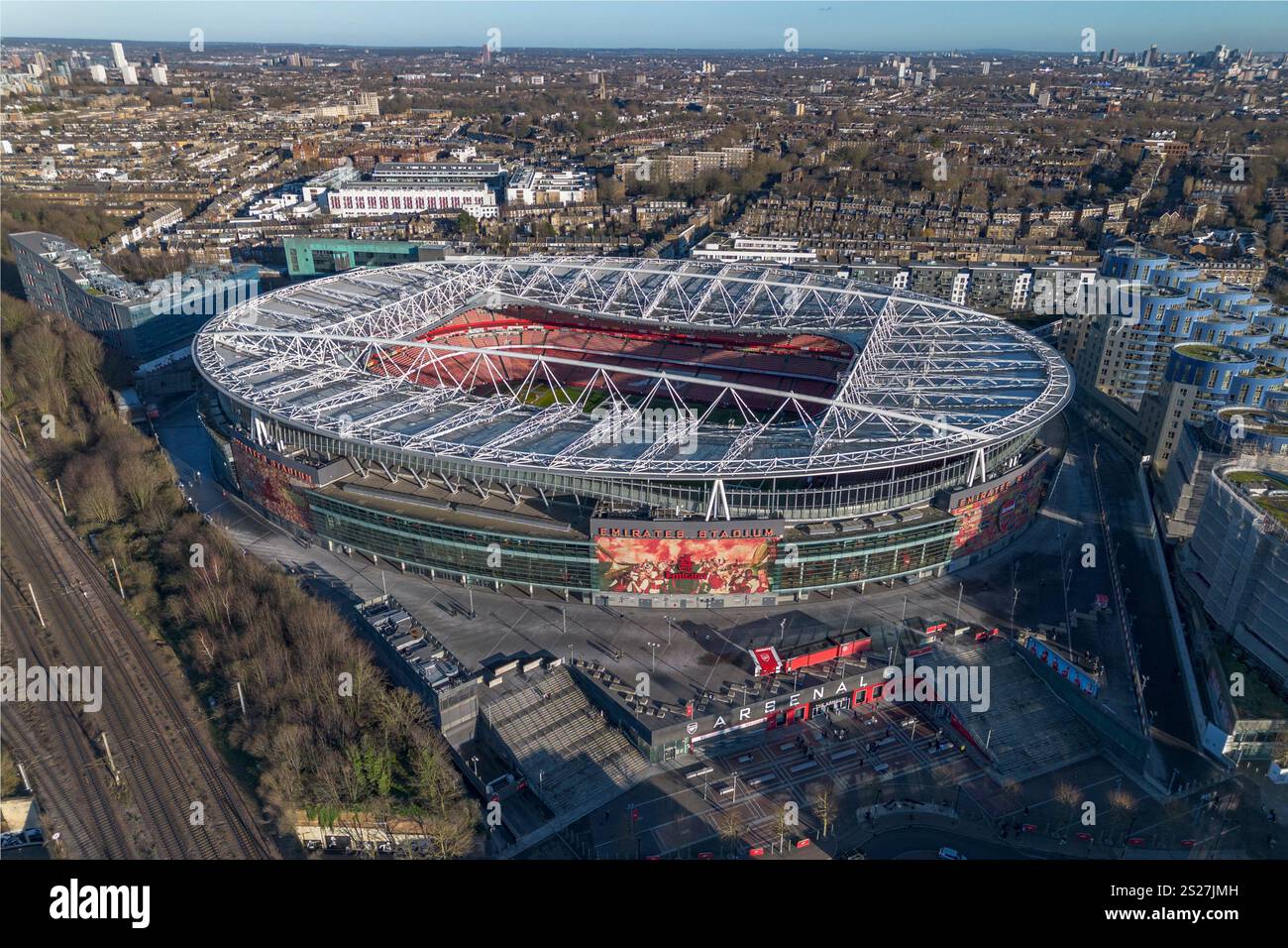 Aerial view of the Emirates Stadium, home of Arsenal football club ...