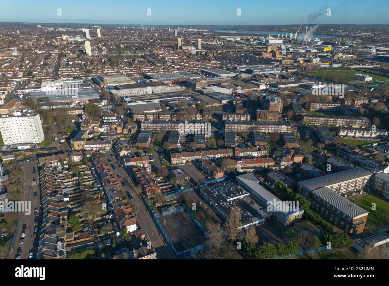 Aerial view of residential area of Tottenham (N17), North London, UK ...