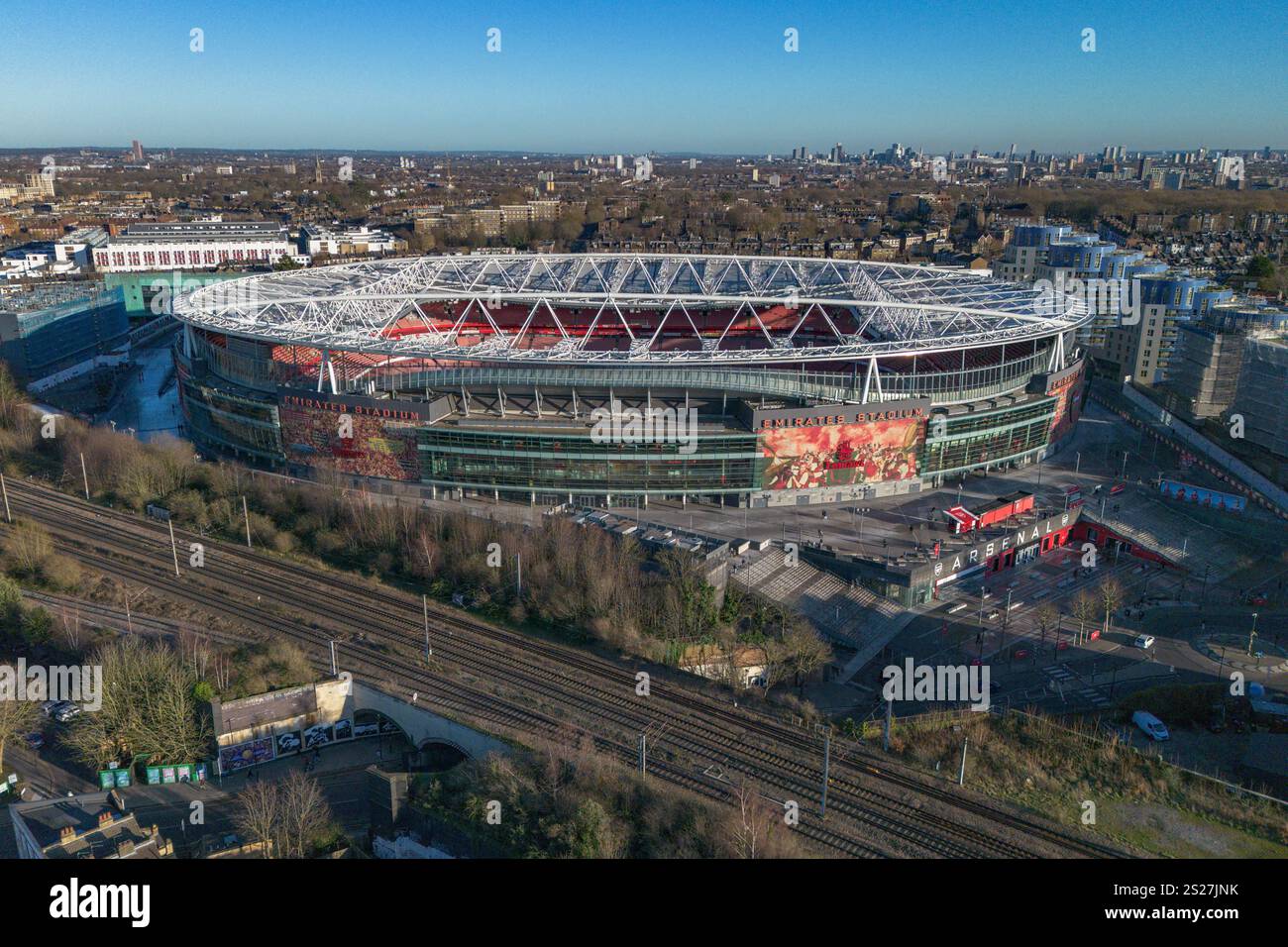 Aerial view of the Emirates Stadium, home of Arsenal football club ...