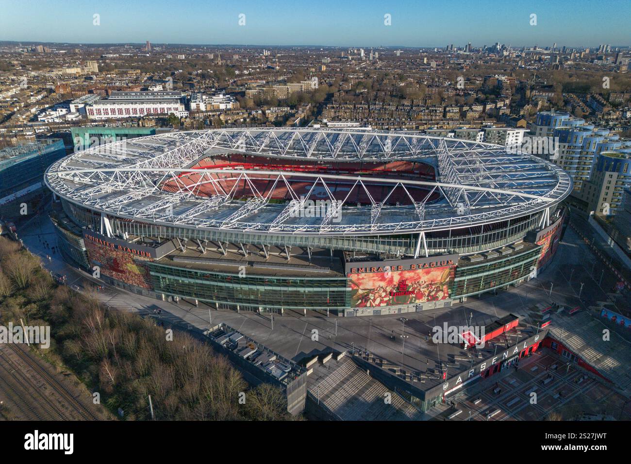 Aerial view of the Emirates Stadium, home of Arsenal football club ...