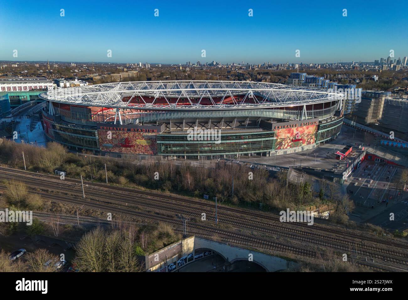 Aerial view of the Emirates Stadium, home of Arsenal football club ...