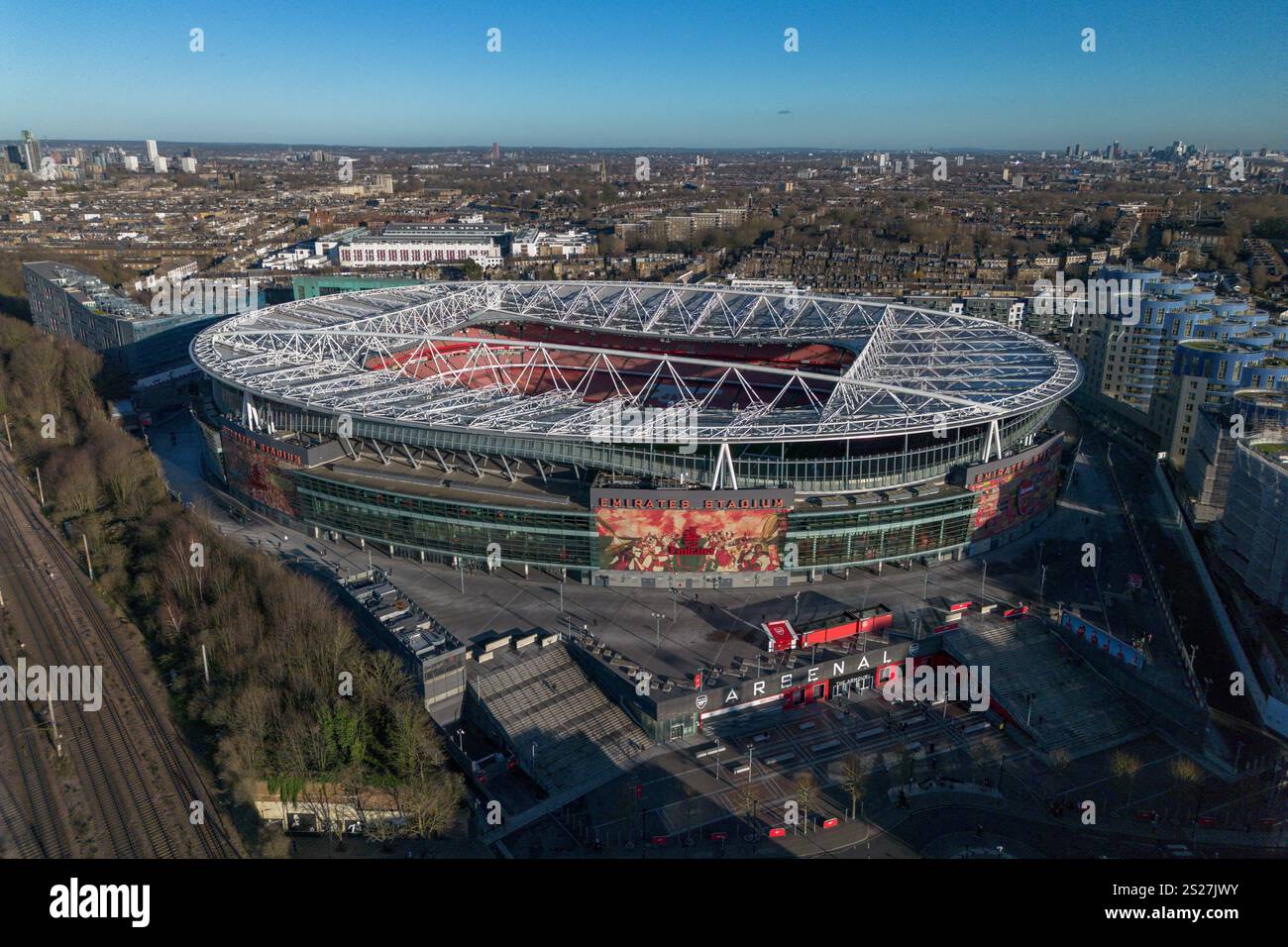 Aerial view of the Emirates Stadium, home of Arsenal football club ...
