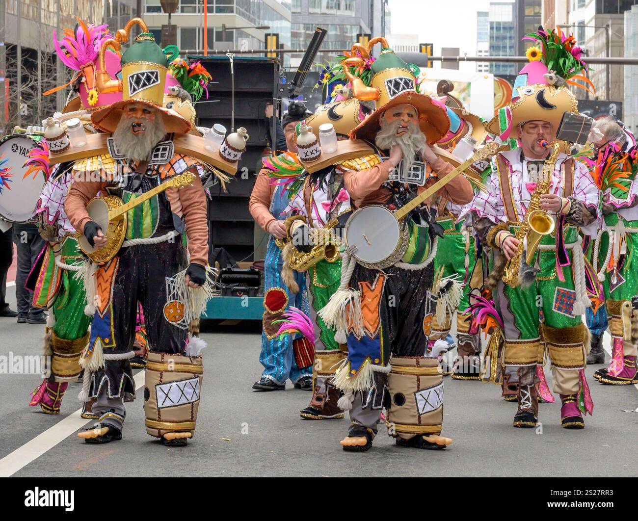 Scene from the annual New Year's Day Mummer's parade in Philadelphia ...